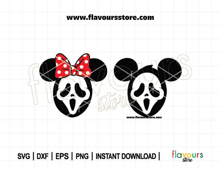 Mouse GhostFace Ears BUNDLE svg, Scream Mouse Ears svg, Horror Movie S ...