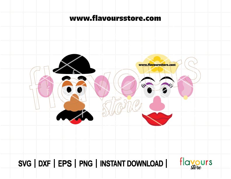 Mr and Mrs Potato Head Bundle SVG, Potato Head Face Svg, Toys, Potato ...