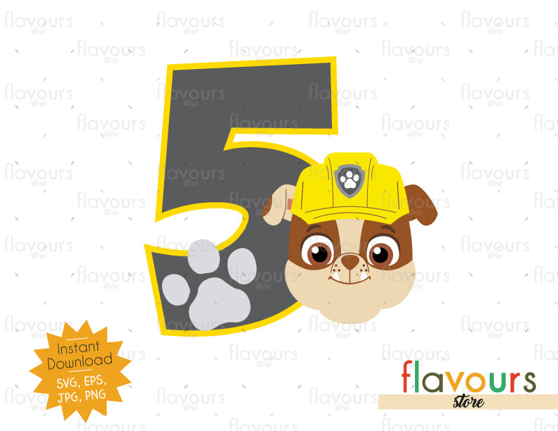 Five - Rubble - Paw Patrol - Instant Download - SVG FILES – FlavoursStore