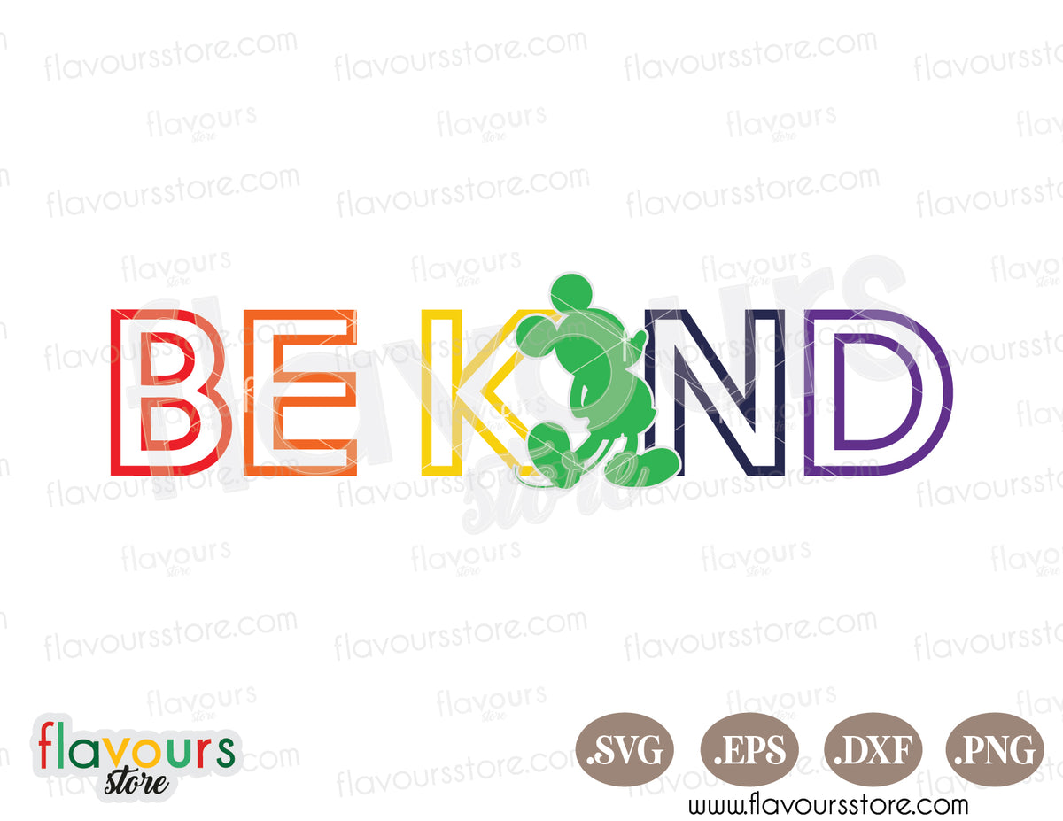 Be Kind Mickey Mouse, Rainbow Colors SVG Cut File – FlavoursStore