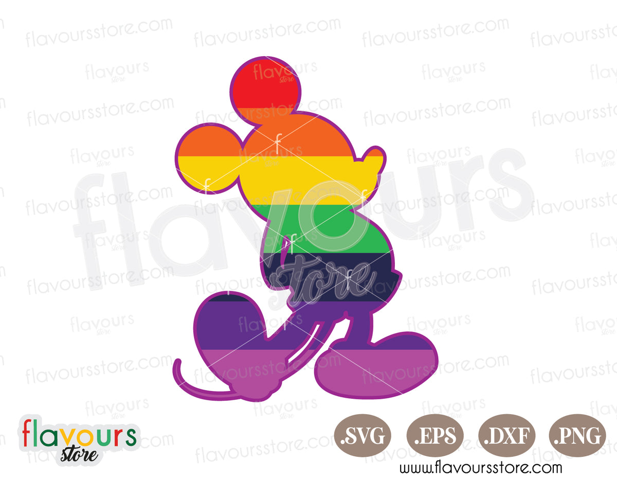 Mickey Mouse Rainbow Flag SVG Cut File, Pride Disney SVG, Disney Micke ...