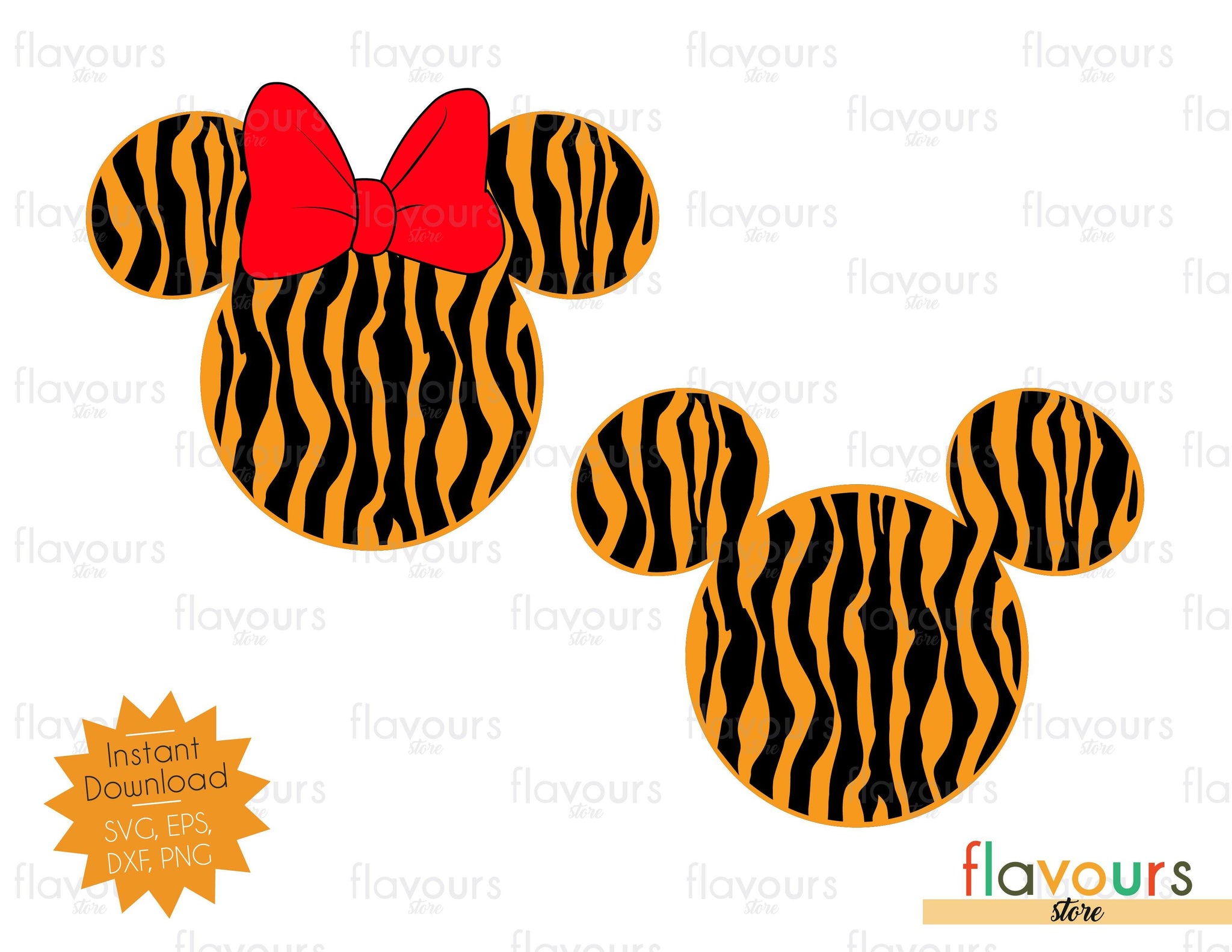 Mickey And Minnie Tiger Pattern - Animal Kingdom - SVG Cut File ...