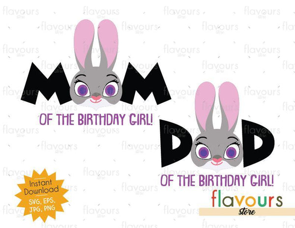 Mom and Dad of the Birthday Girl - Judy Hopps - Zootopia - Instant Dow ...